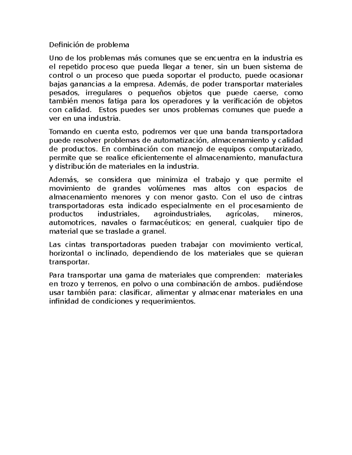 Definición de problema - Definición de problema Uno de los problemas ...