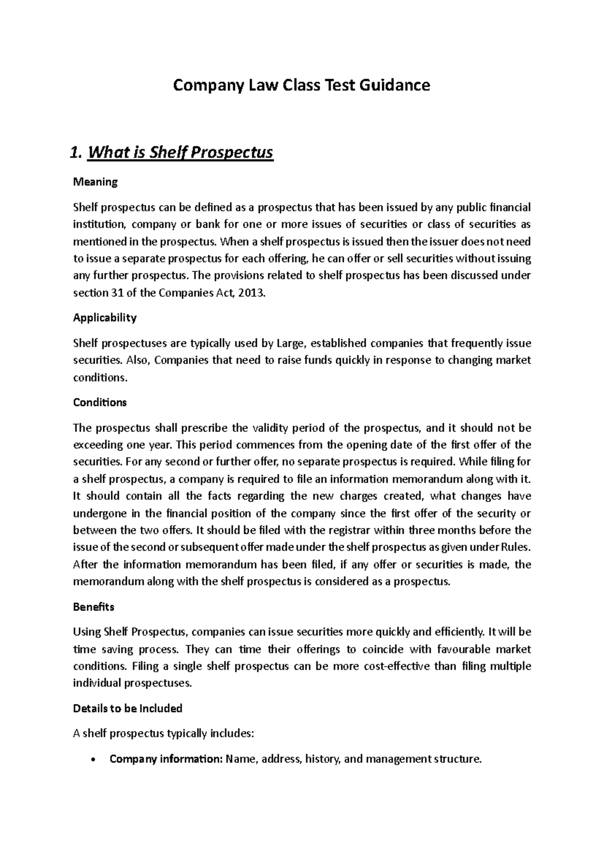 Suggested Answers - Company Law - Company Law Class Test Guidance 1 ...