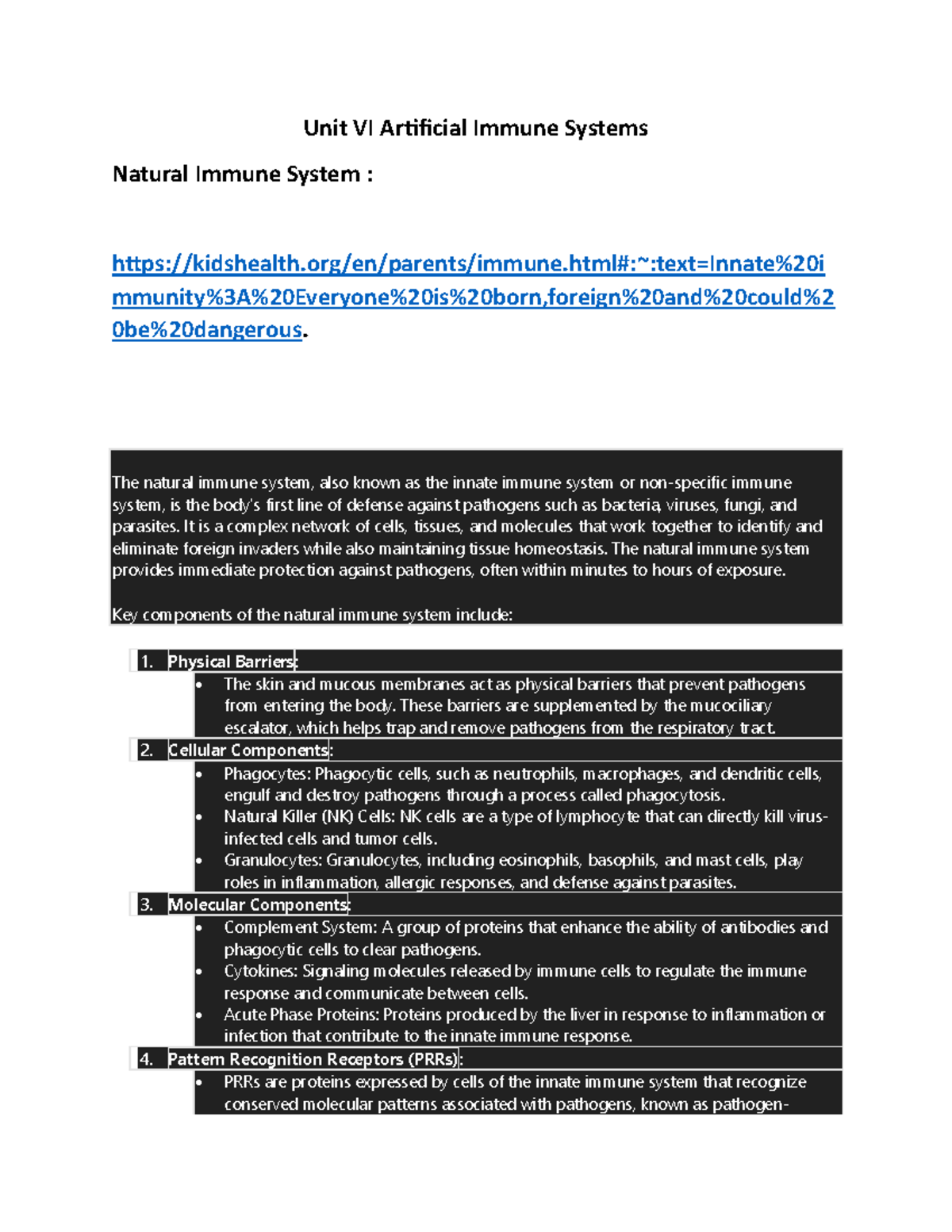 Unit VI Artificial Immune Systems - Unit VI Artificial Immune Systems ...