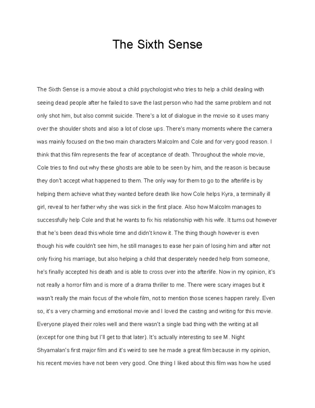 The Sixth Sense Review - The Sixth Sense The Sixth Sense is a movie ...