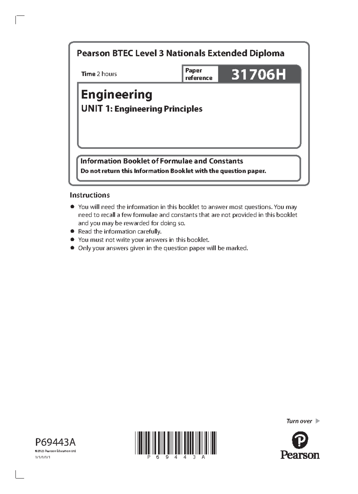 Jan 23 U1 QP - paper - Turn over Time 2 hours Paper reference P69443A ...