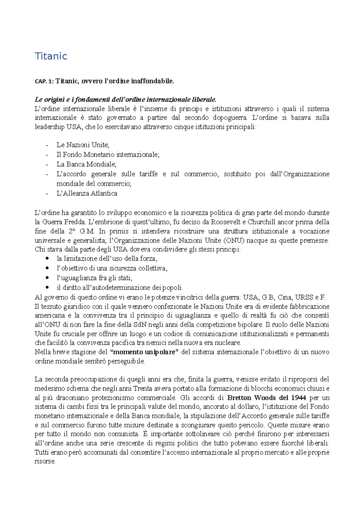 Riassunto Titanic - Titanic CAP. 1: Titanic, ovvero l’ordine ...