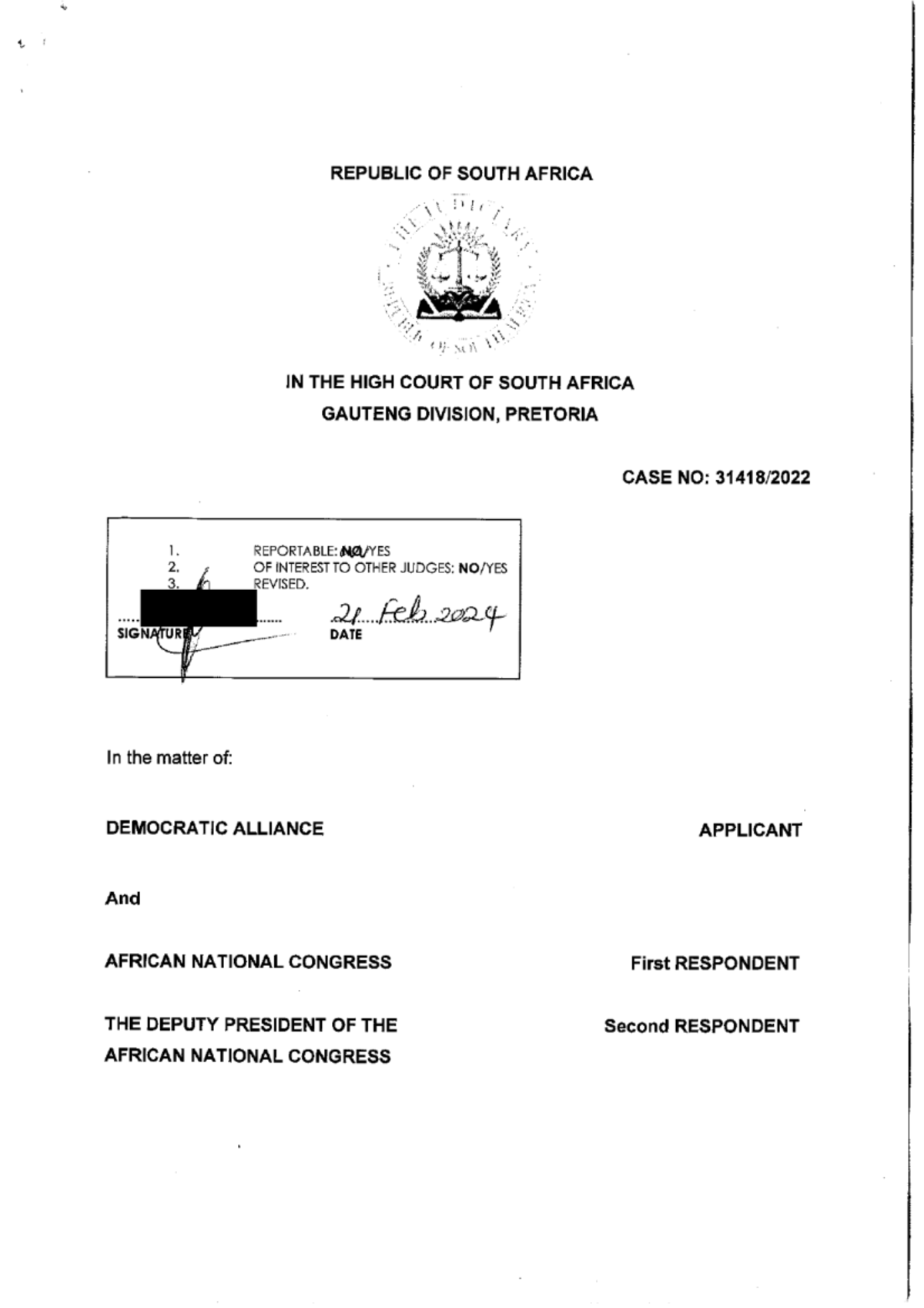 Democratic A VS ANC CASE - LPI 113E - Studocu