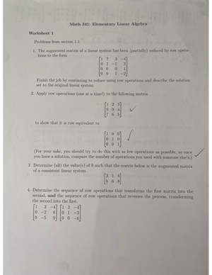 MATH 341 Linear Algebra Ch 1 Theorems - Chapter 1 Section and Keywords ...