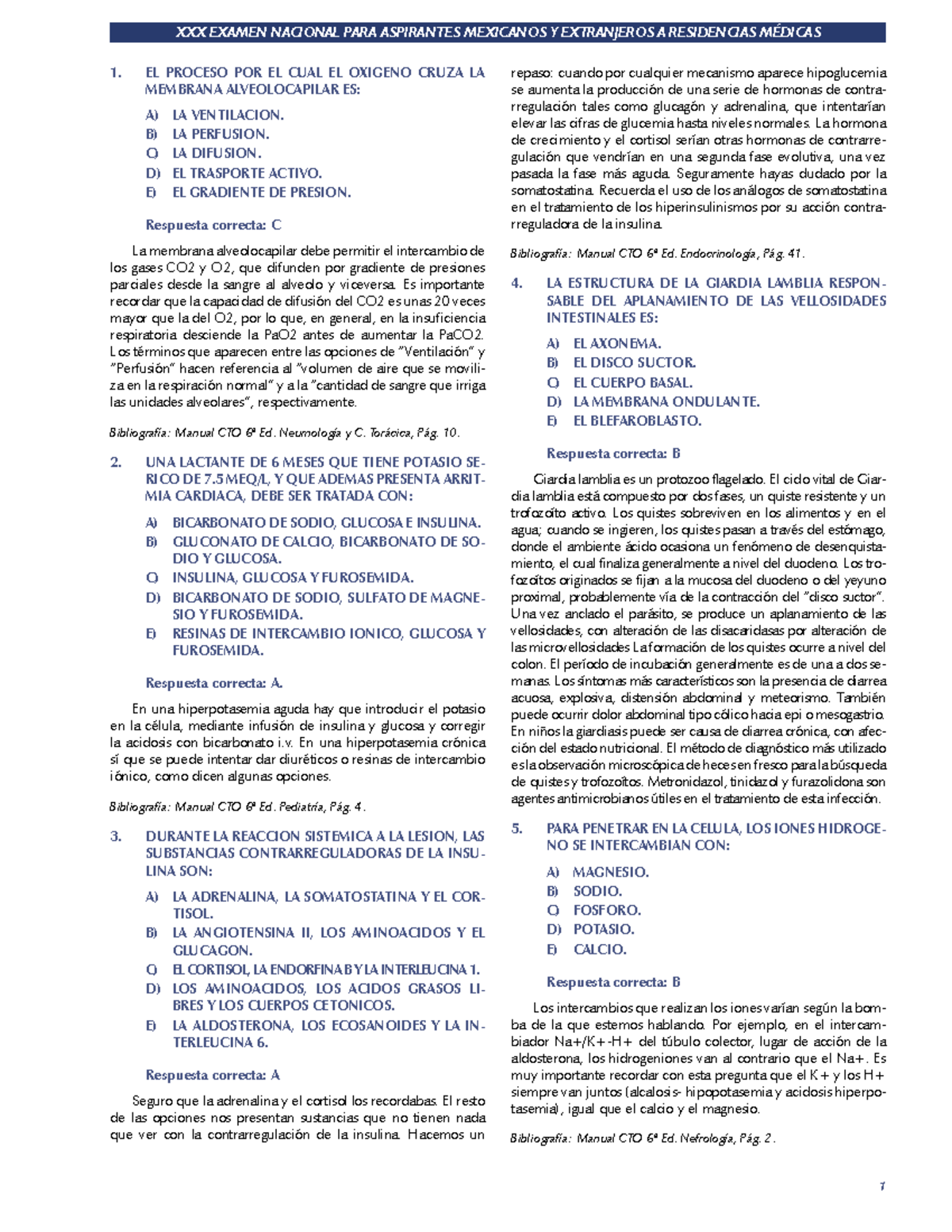 ENARM CONTESTADO - XXX EXAMEN NACIONAL PARA ASPIRANTES MEXICANOS Y ...