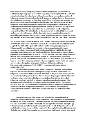 INDI asses 2 - Indigenous Education and Perspectives: Essay 2 ...