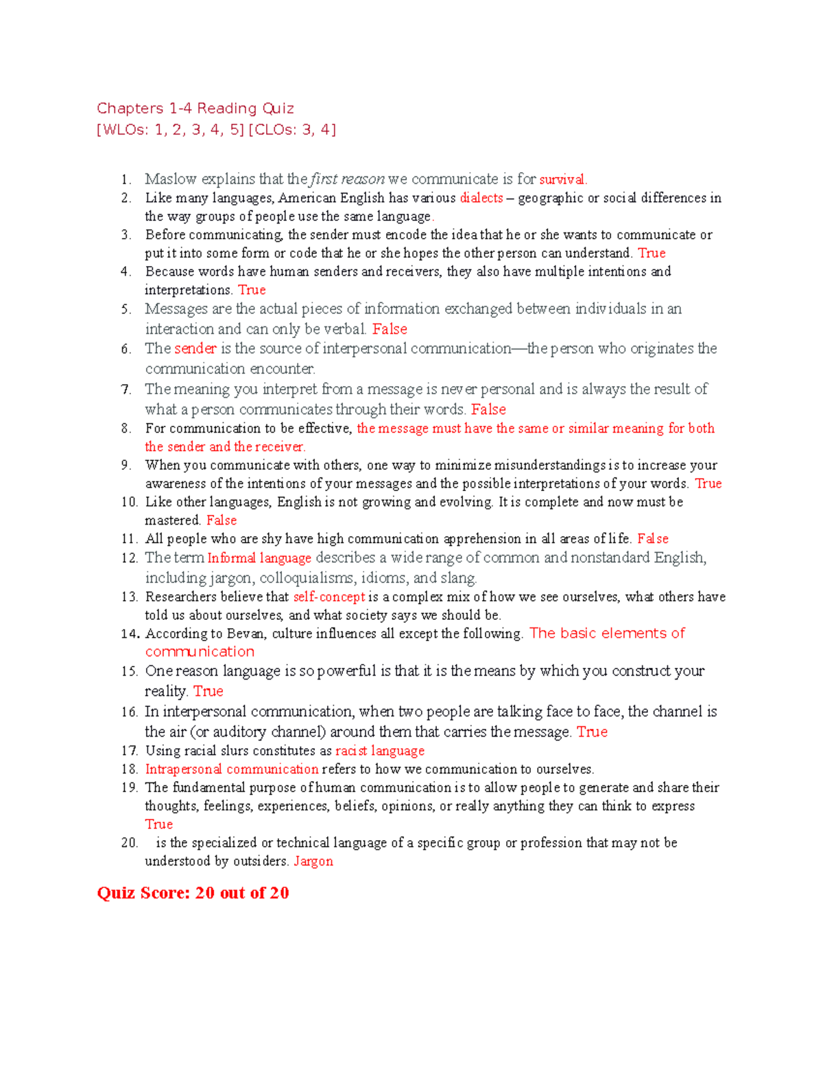 Com200 Week 2 Quiz Chapters 1 4 Reading Quiz Chapters 1 4 Reading Quiz Wlos 1 2 3 4 5 