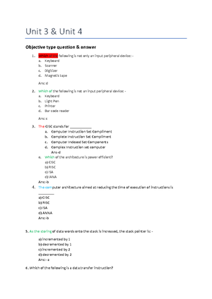 Computer Organisation and Design - CSE211 - LPU - Studocu