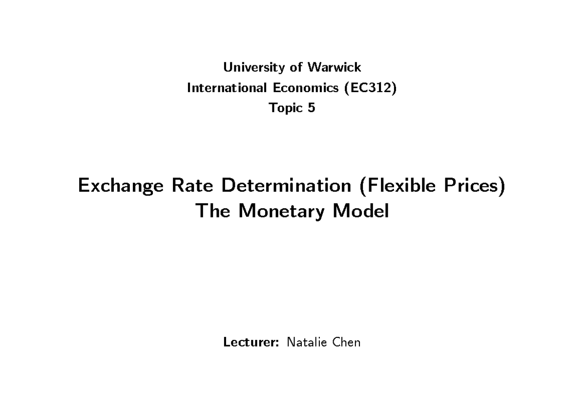Topic 5 New - Monetary model for exchange rate determination ...