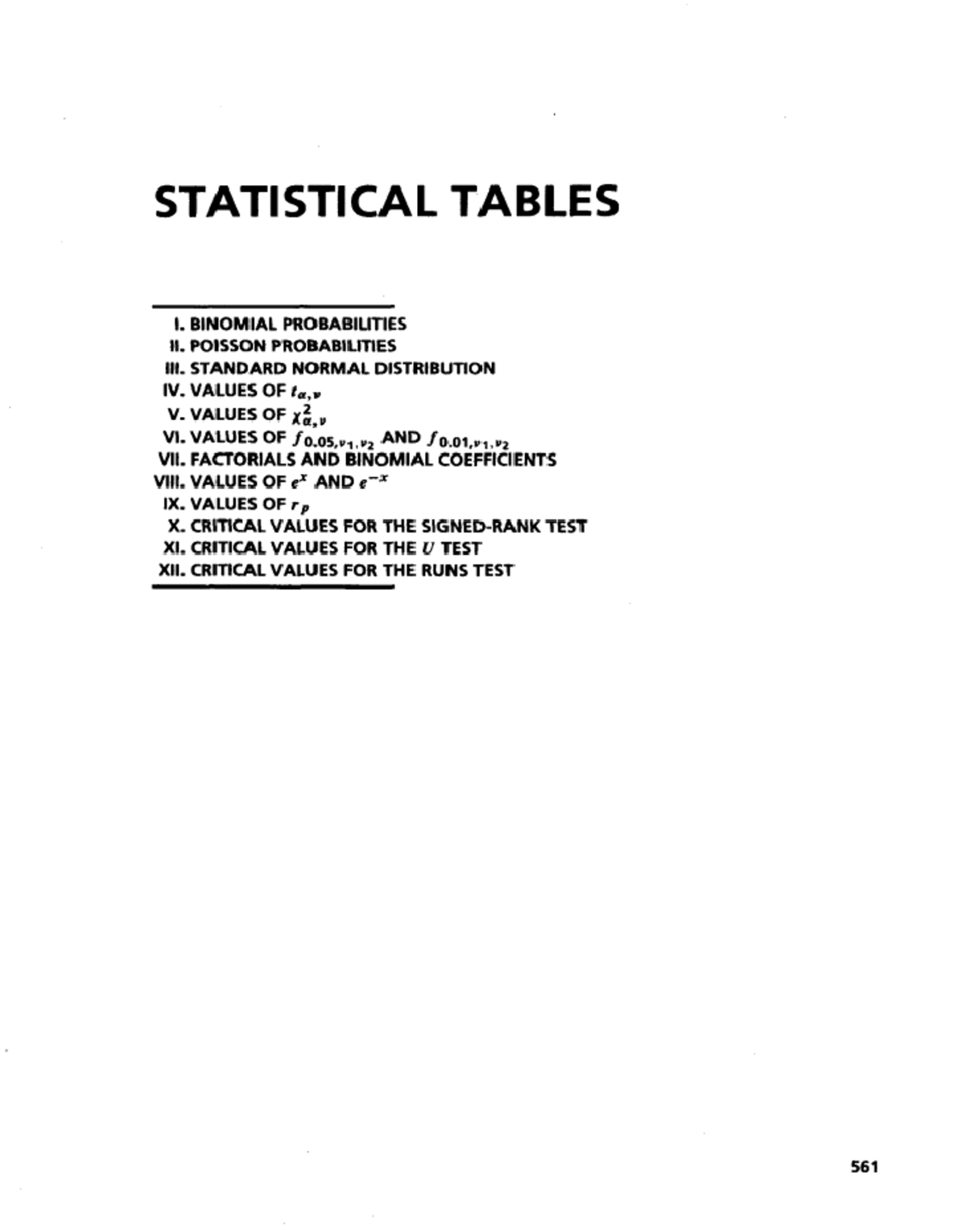 Statistical tables - Estimation and Testing - Studeersnel