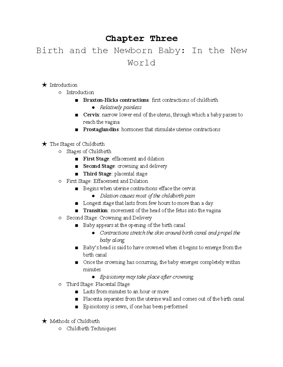 Chapter 3 - Chapter Three Birth and the Newborn Baby: In the New World ...