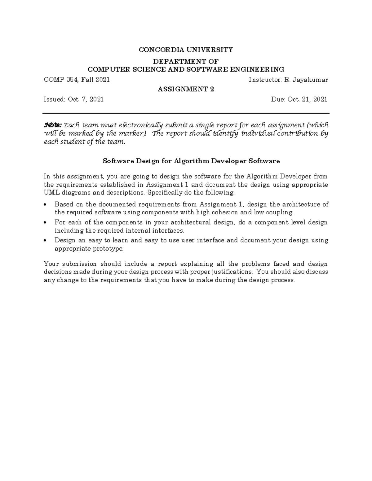 comp 354 Assignment 2 - CONCORDIA UNIVERSITY DEPARTMENT OF COMPUTER SCIENCE AND SOFTWARE ...