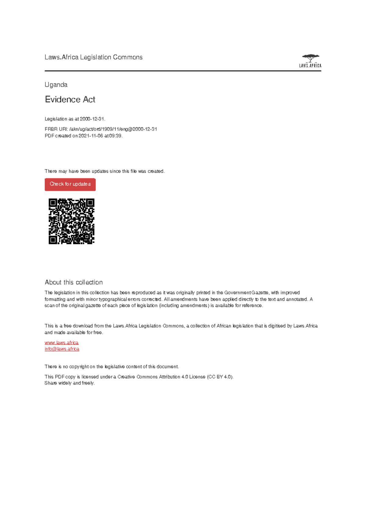 Evidance Act 200 - Uganda Evidence Act Legislation as at 2000-12-31 ...