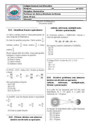 D32 (9º ANO - Mat.) - Blog do Prof. Warles - sequências de números ou ...