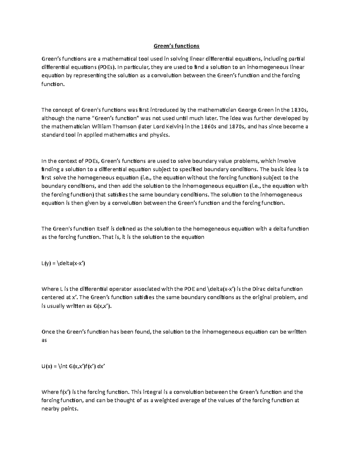 Green’s functions - Green’s functions Green’s functions are a ...