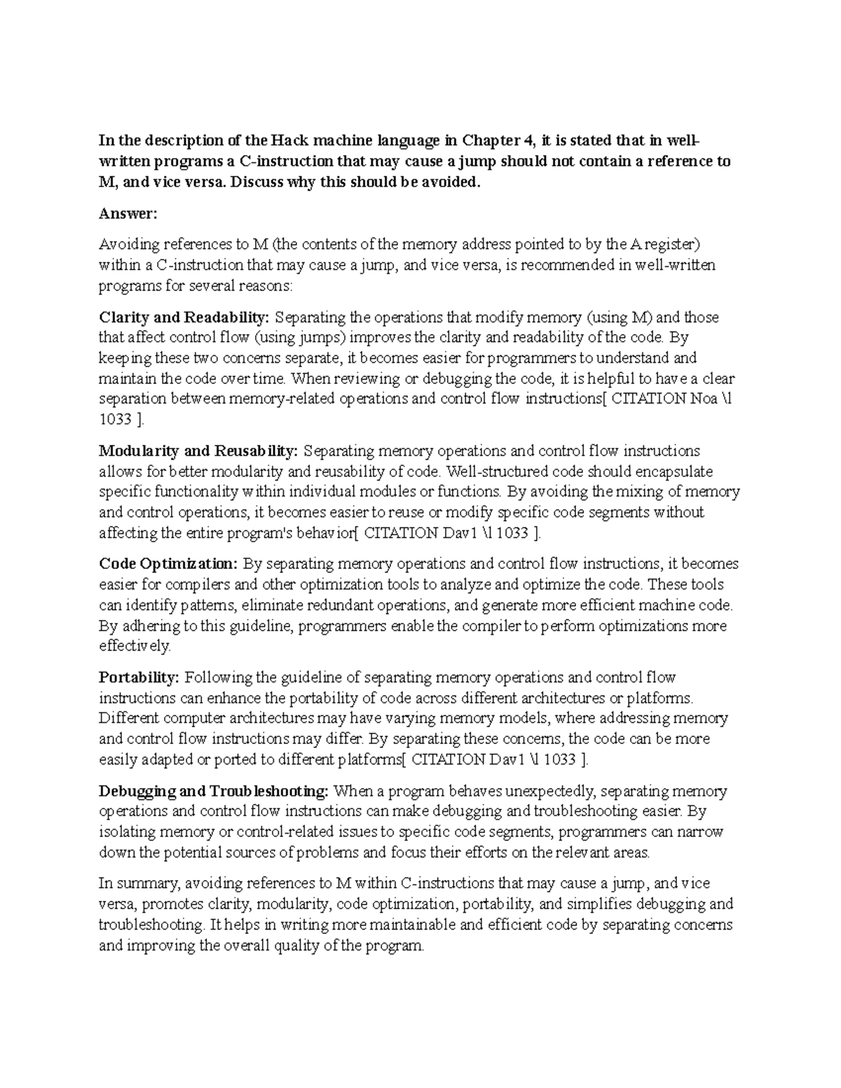 Discussion 6 - In the description of the Hack machine language in ...