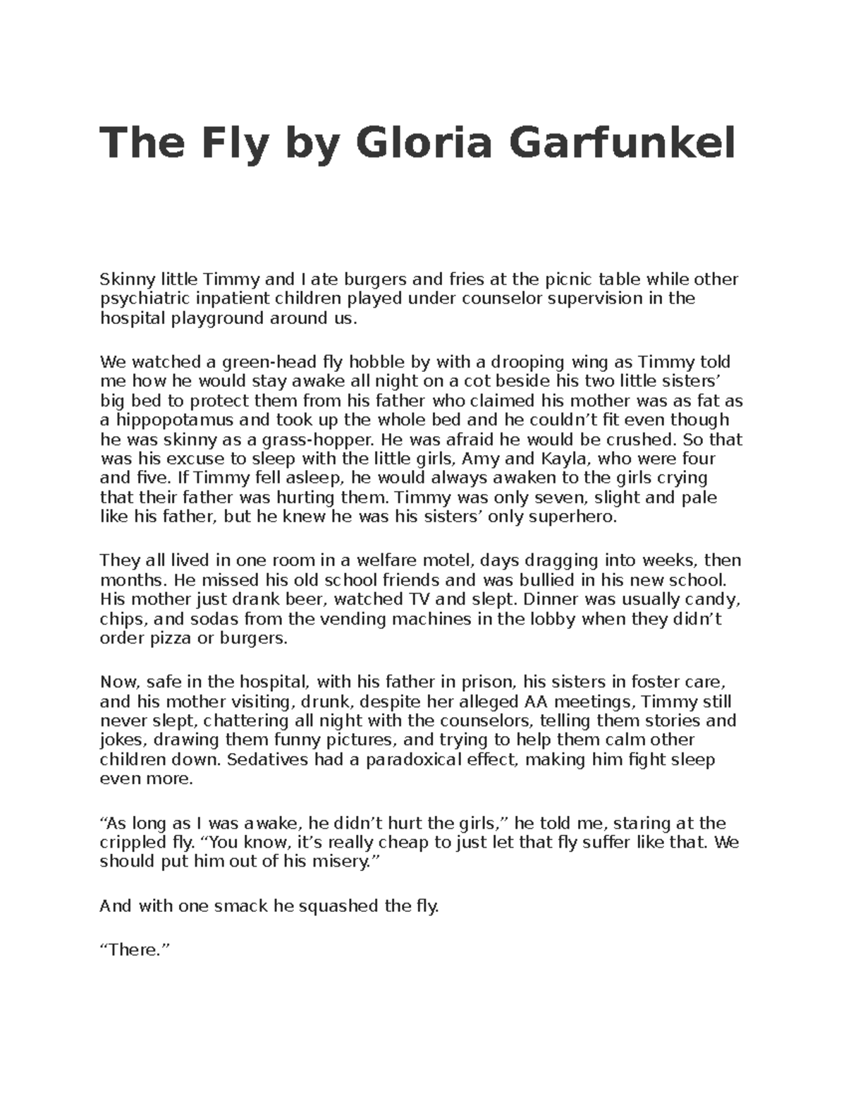 The Fly by Gloria Garfunkel - The Fly by Gloria Garfunkel Skinny little ...