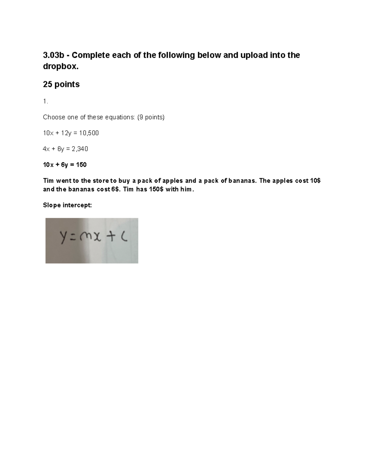 Linear Functions Part 2 - 3 - Complete each of the following below and ...