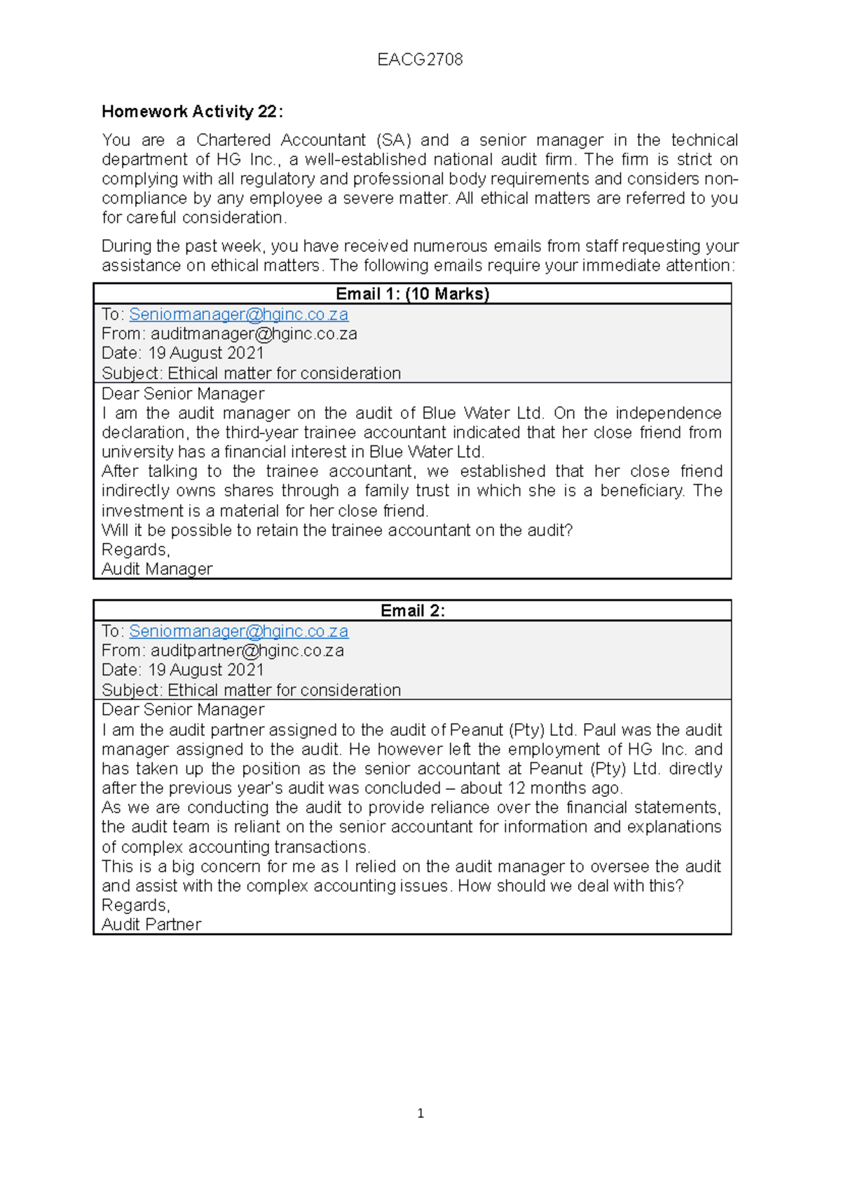 CPC - Homework Activity C - EACG Homework Activity 22: You are a ...