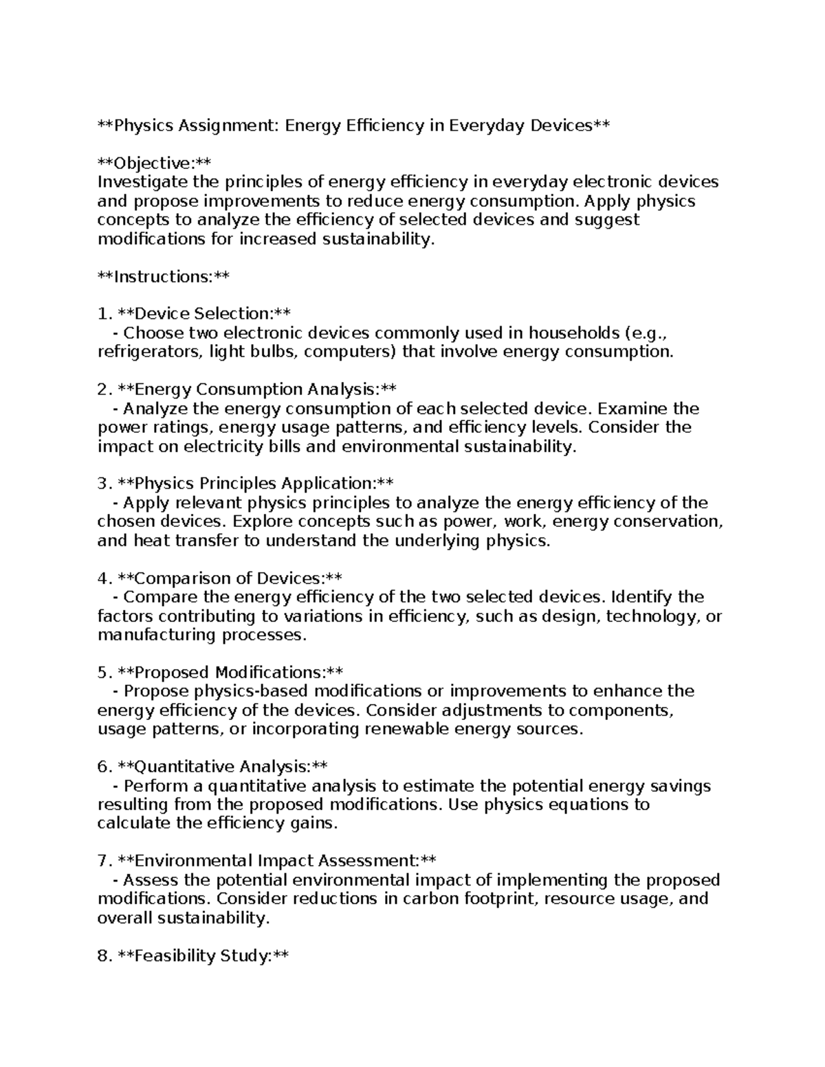 Physics Assignment - jbjkbkjbjb - Physics Assignment: Energy Efficiency ...