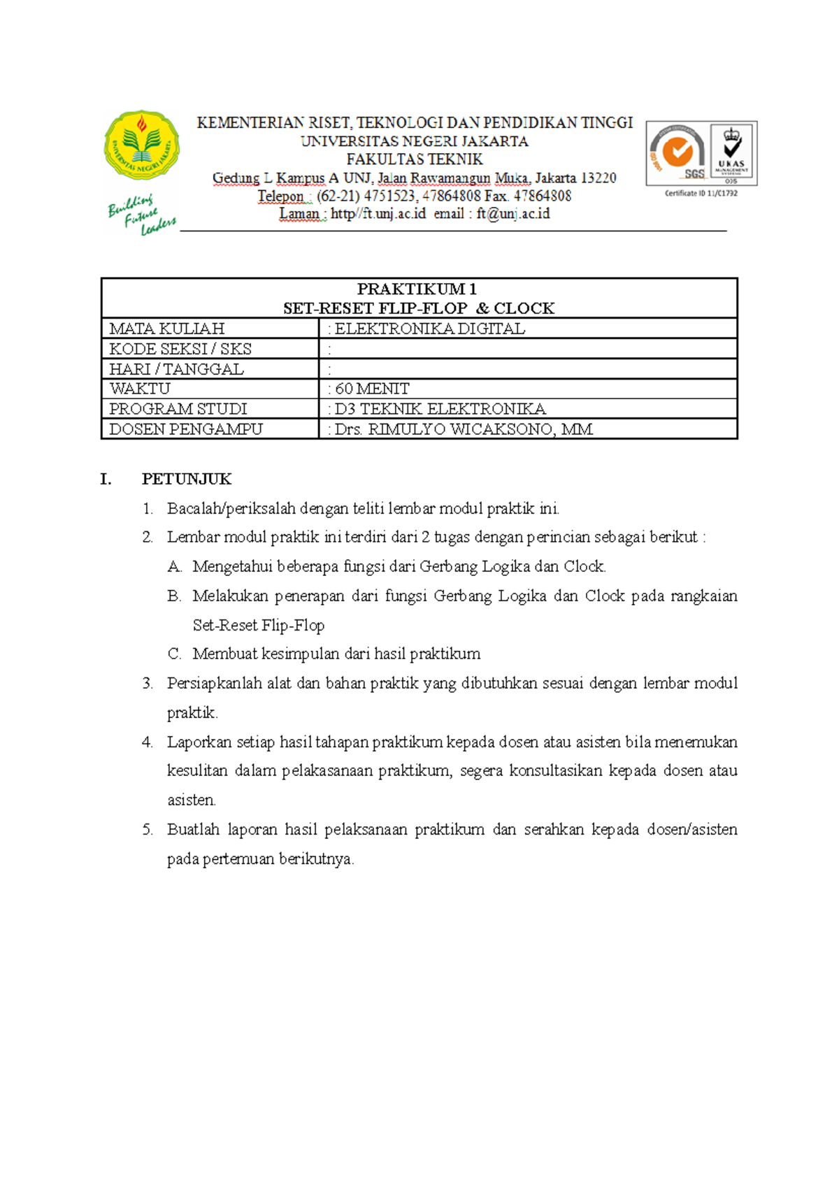 Tugas 2b SR Flip-Flop Clock - PRAKTIKUM 1 SET-RESET FLIP-FLOP & CLOCK ...