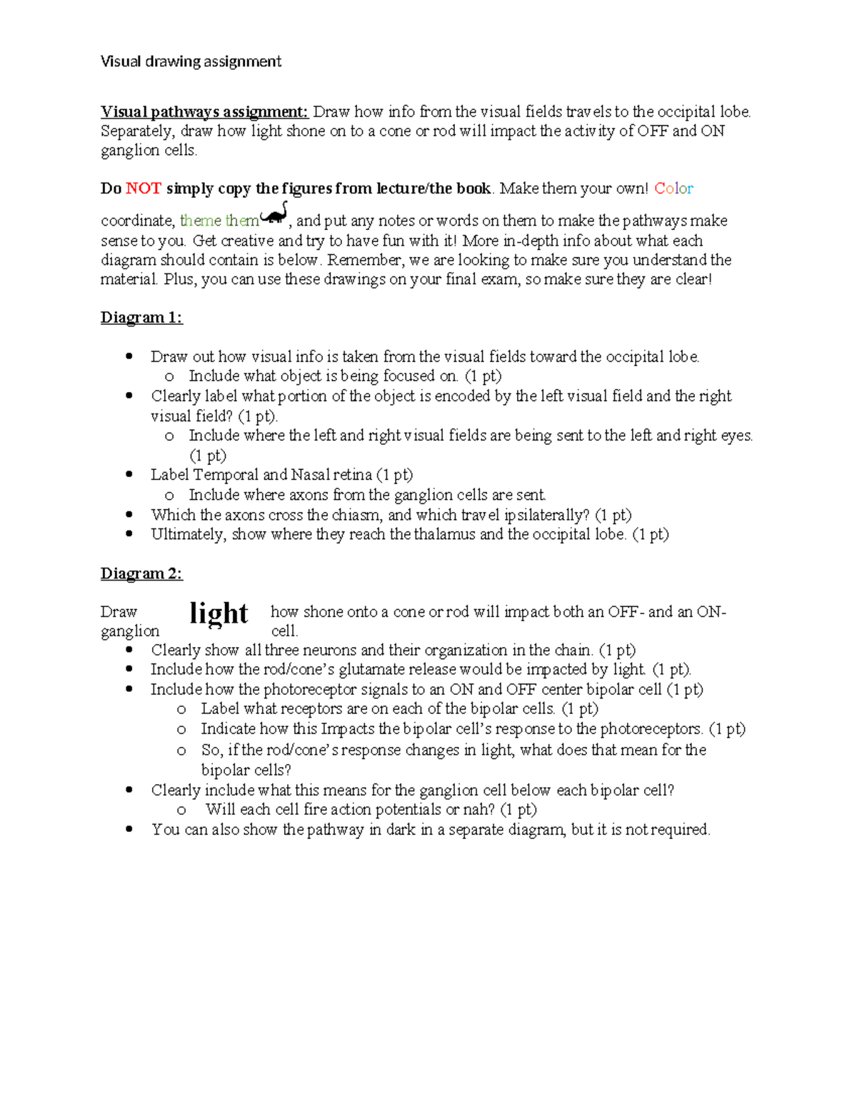 Visual pathway drawing assignment - Visual drawing assignment Visual ...