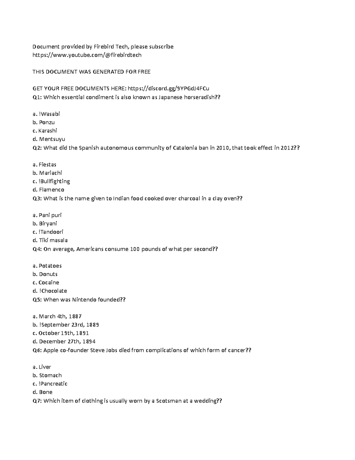ITEP Diagram 1 - practice material - Document provided by Firebird Tech ...