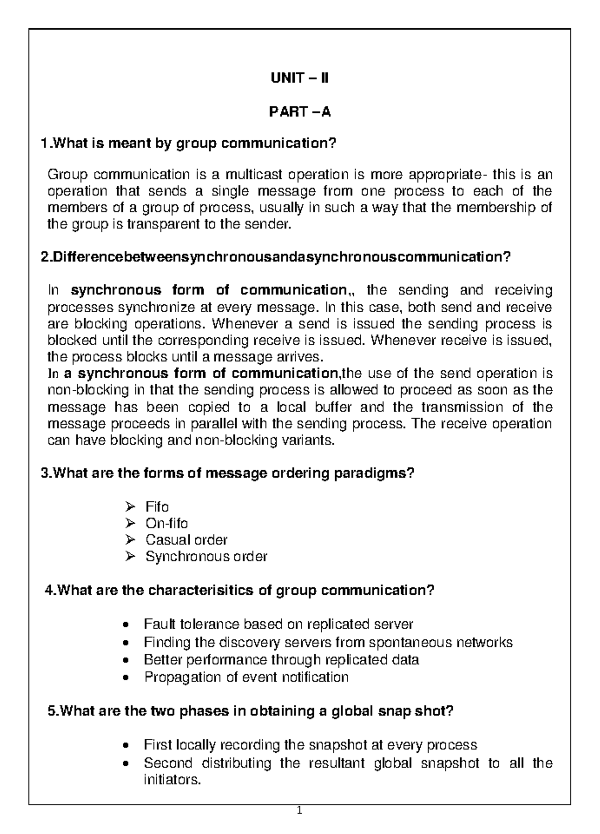 Ds unit 2 15 - SUPPLY CHAIN MANAGEMENT - UNIT – II PART – A 1 is meant by group communication ...