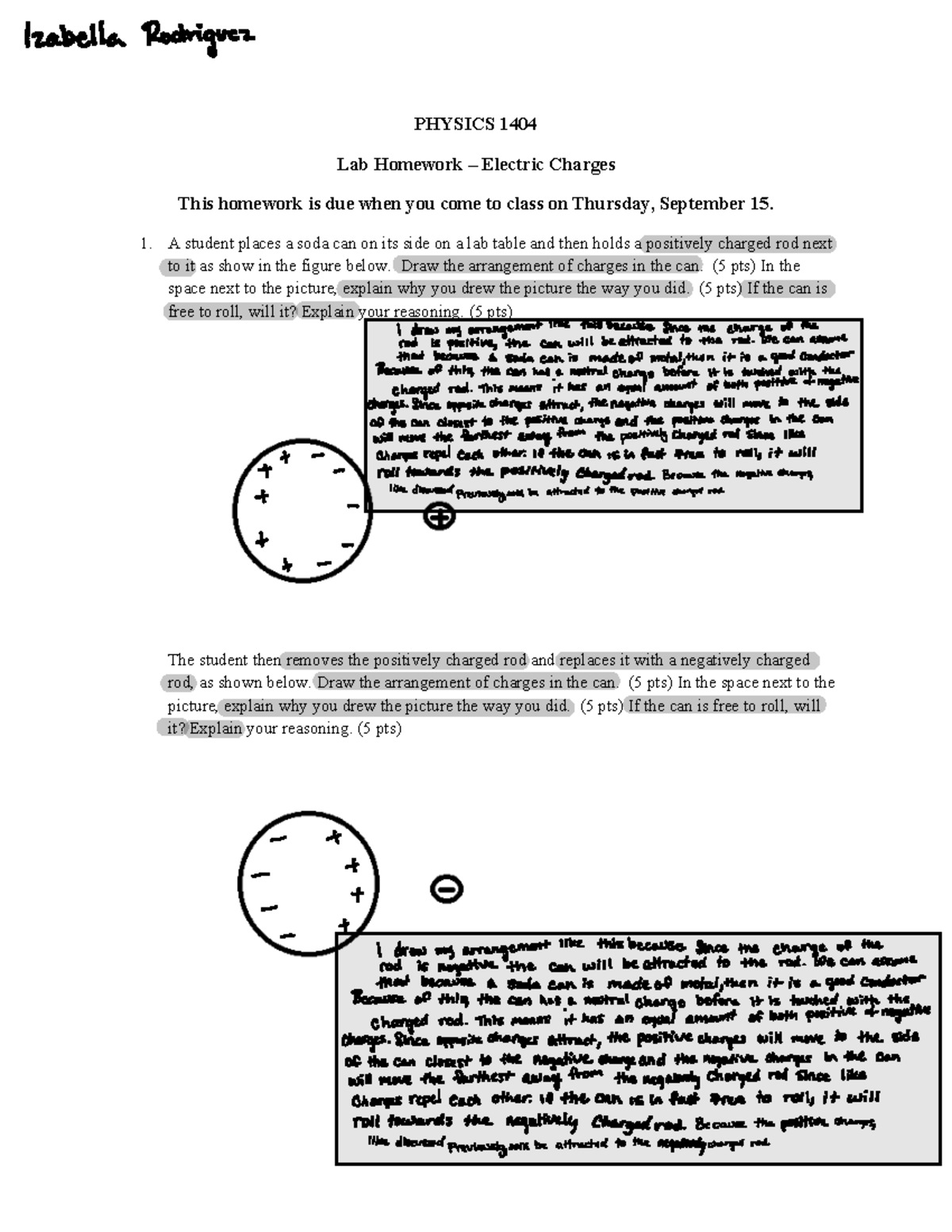 PHYS 1404 Homework - Electric Charges F22 - PHYSICS 1404 Lab Homework 3 ...