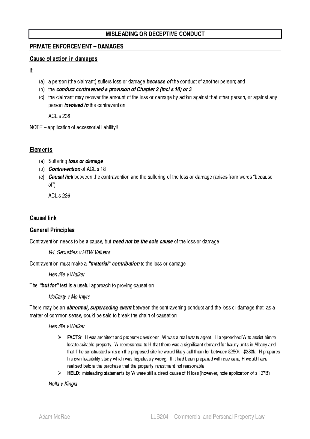 6.0 Misleading Conduct - Private Remedies - MISLEADING OR DECEPTIVE ...