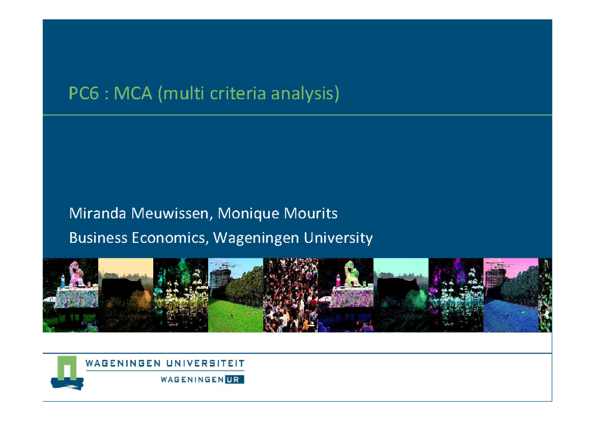 PC6 MCA - Practical - PC6 : MCA (multi criteria analysis) Miranda ...