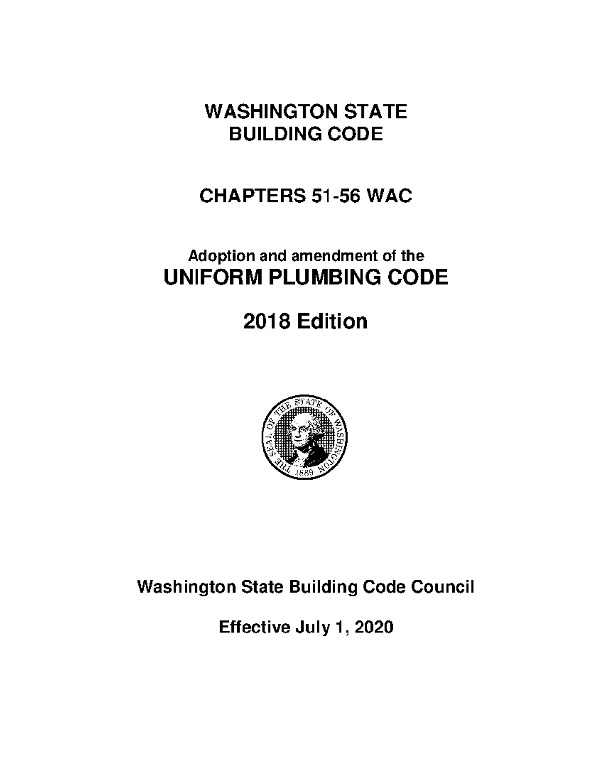 2018 UPC - WASHINGTON STATE BUILDING CODE CHAPTERS 51-56 WAC Adoption ...
