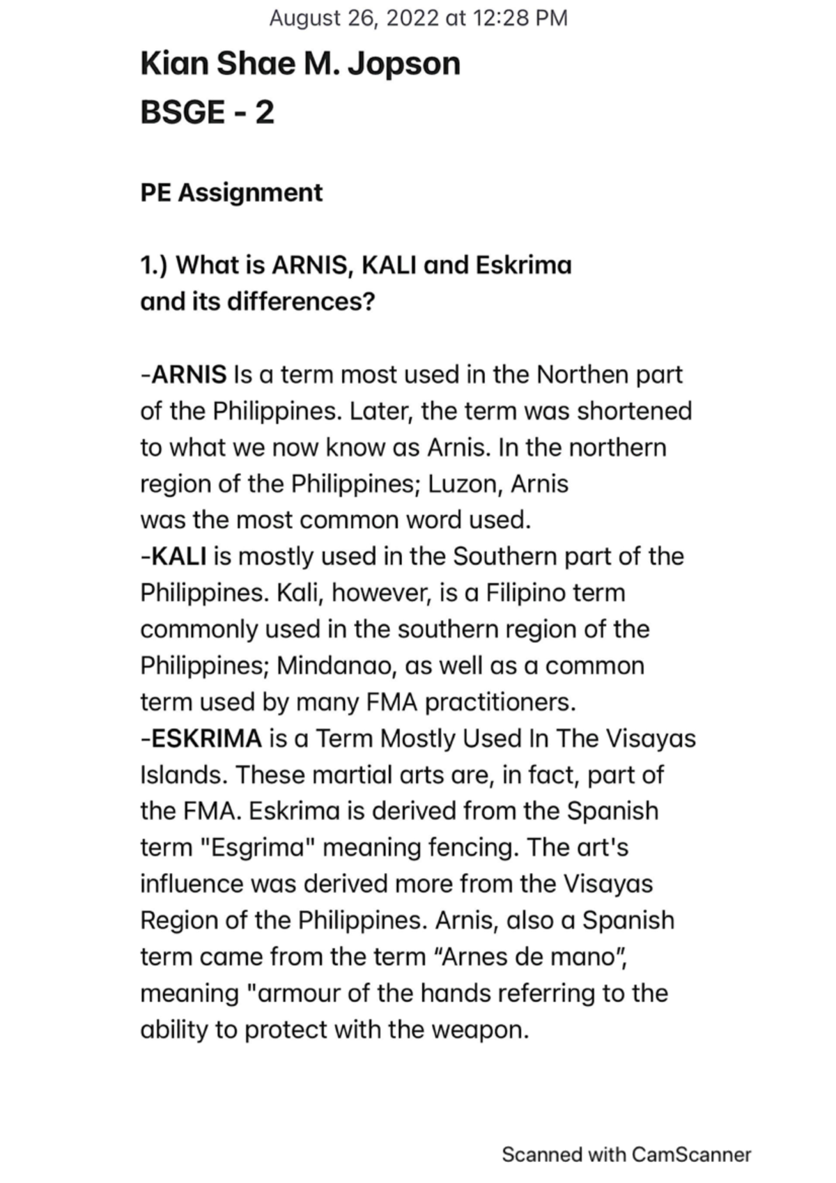 Jopson Assignment 1 PE 103 - Civil Engineering - Studocu