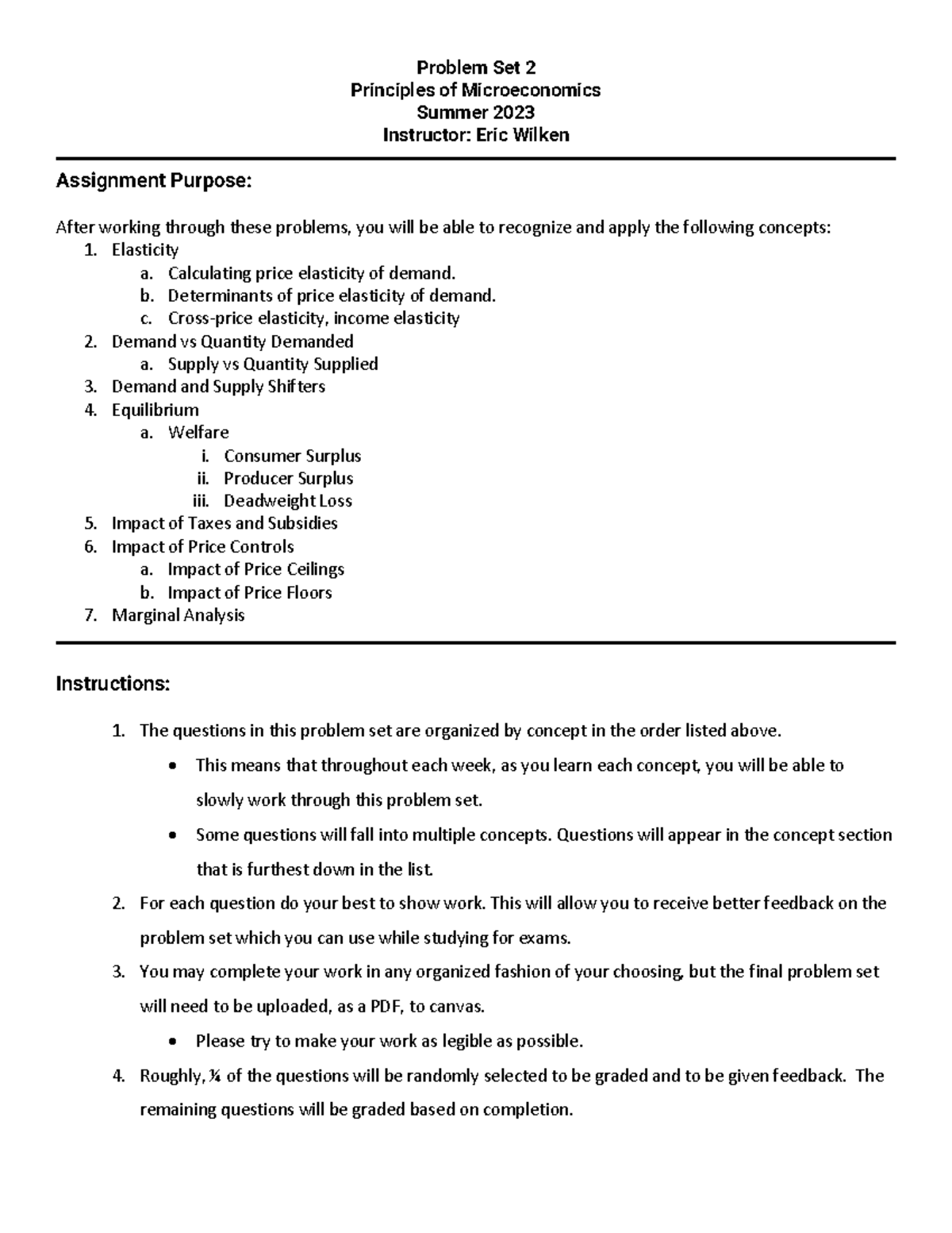 EC201 Problem Set 2Solutions SU23 - Problem Set 2 Principles of Microeconomics Summer 2023 - Studocu