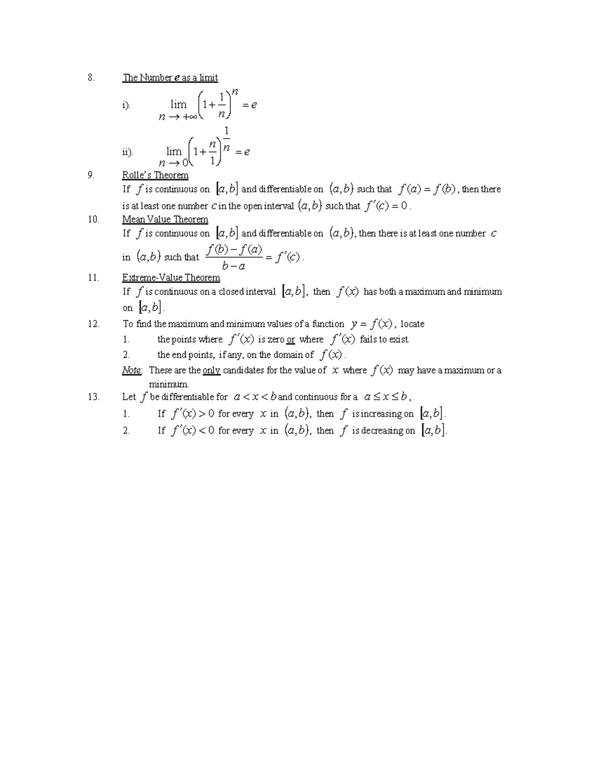 Calc 5 - sccskfd - The Number e as a limit i). e n n n = + →+∞ 1 lim 1 ...