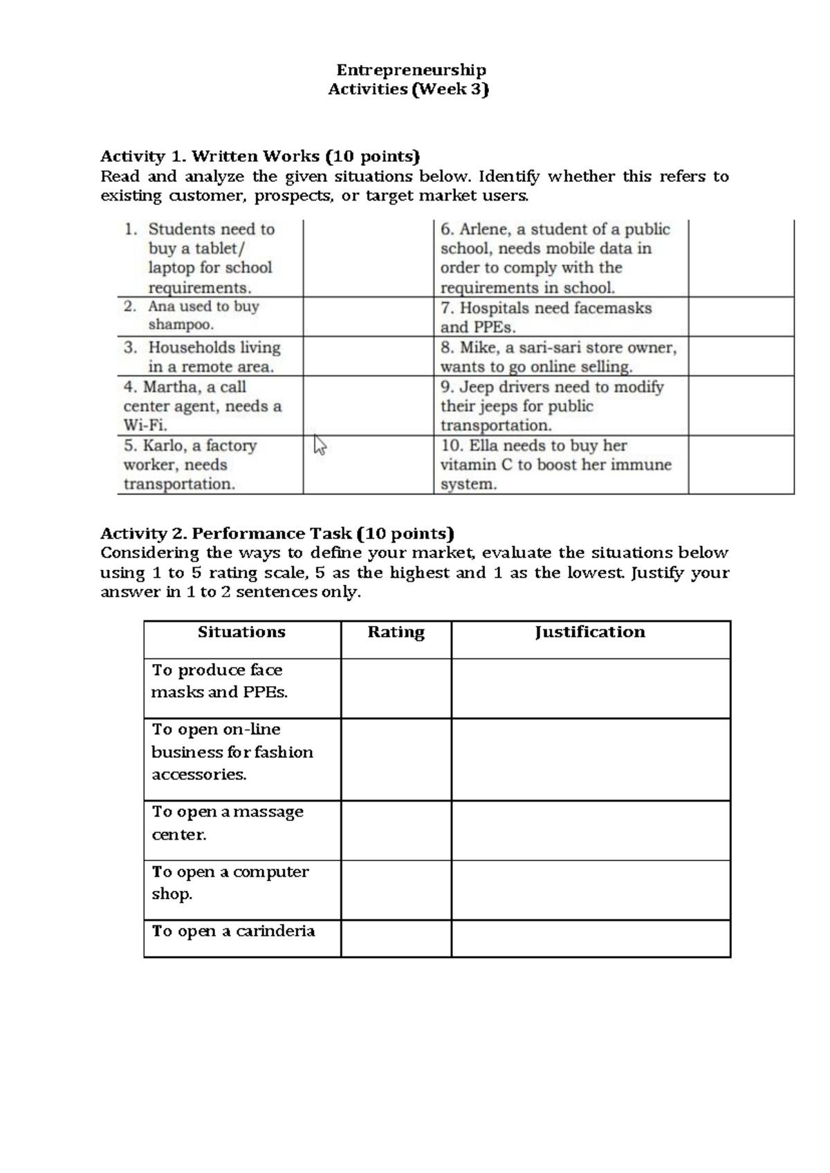 Activity-34 - Hello - Entrepreneurship Activities (Week 3) Activity 1 ...
