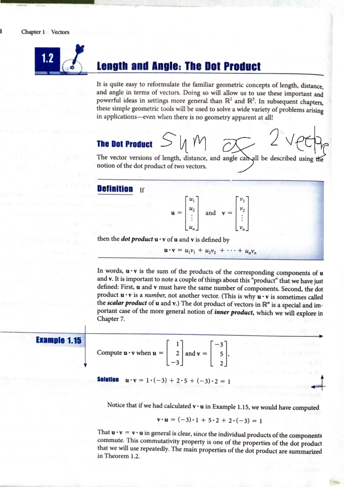 Chapter-1 - Notes - Chapter I Vectors 1 Length and Angle: The Dot ...