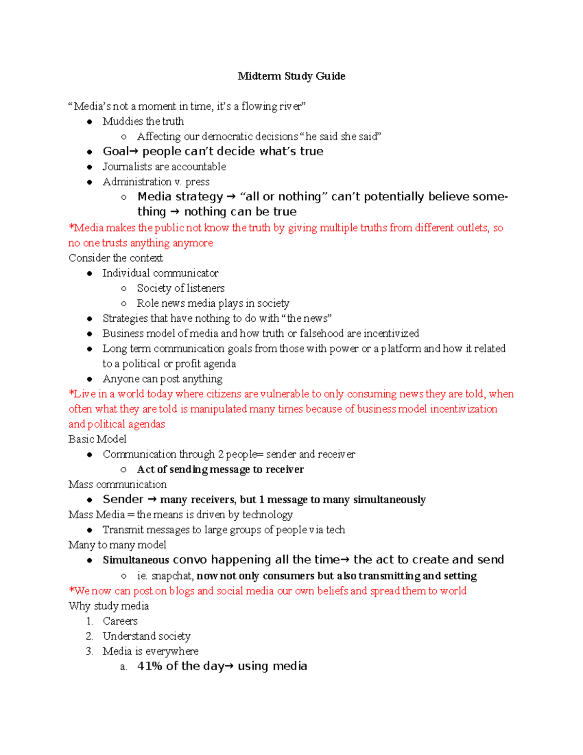 Media and Society Midterm Study Guide - Midterm Study Guide “Media’s ...