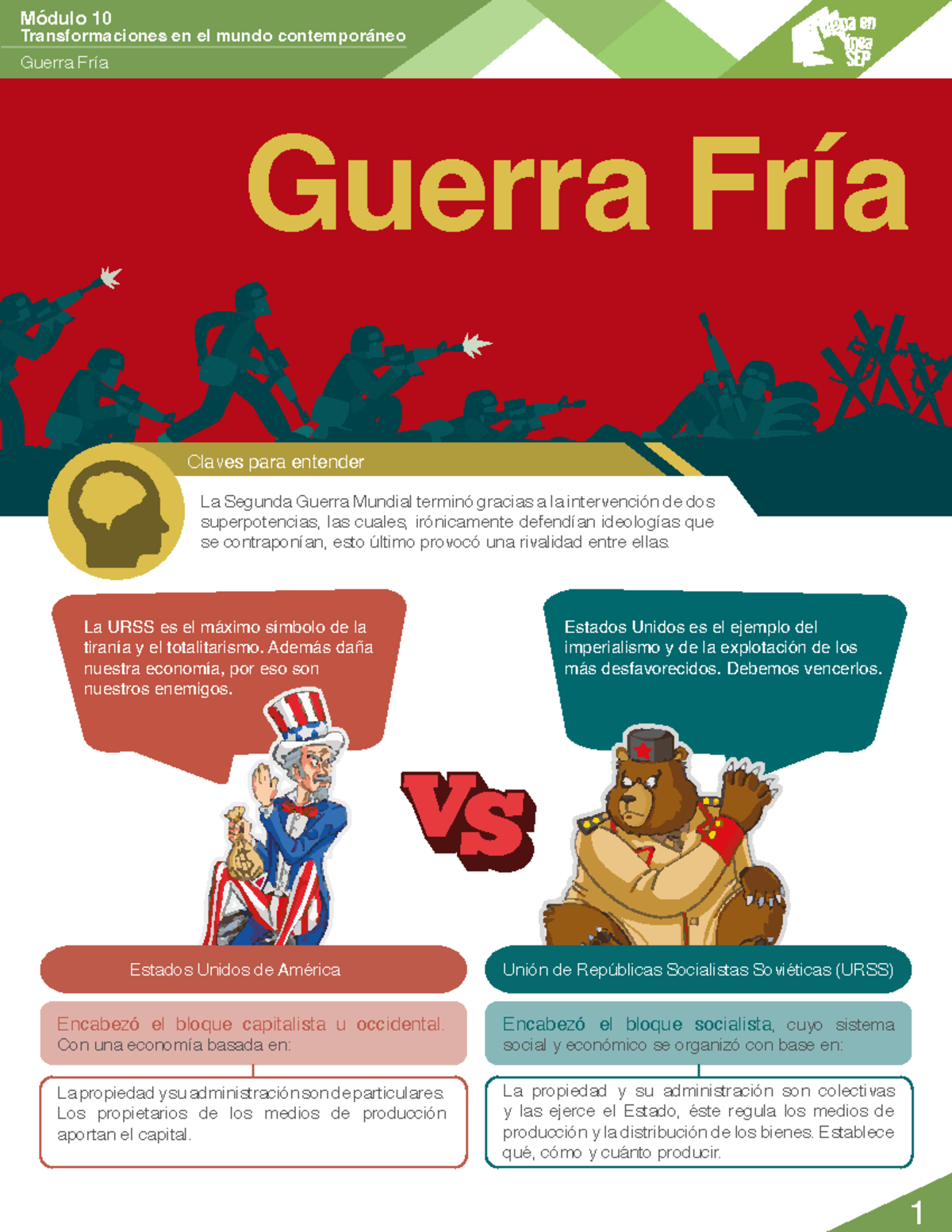 M10 S2 Guerra Fría PDF - Transformaciones en el mundo contemporáneo Guerra Fría La URSS es el ...