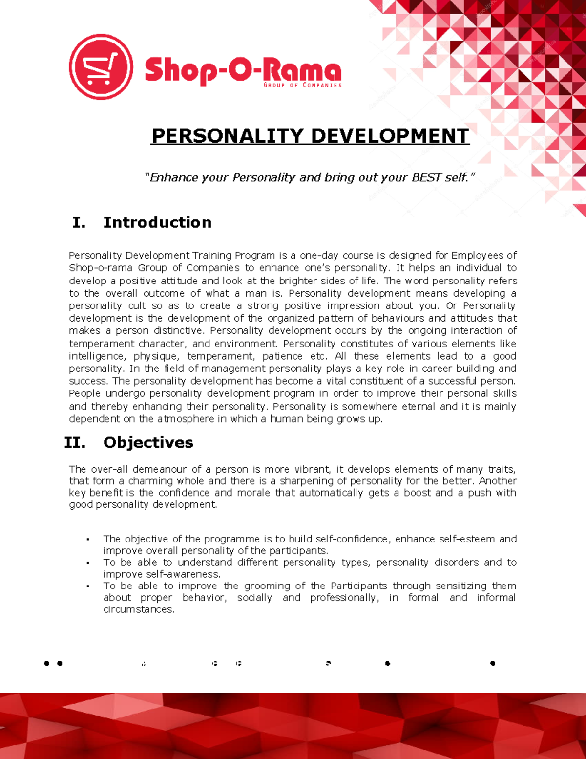 PD Course Content - for training and development - PERSONALITY ...