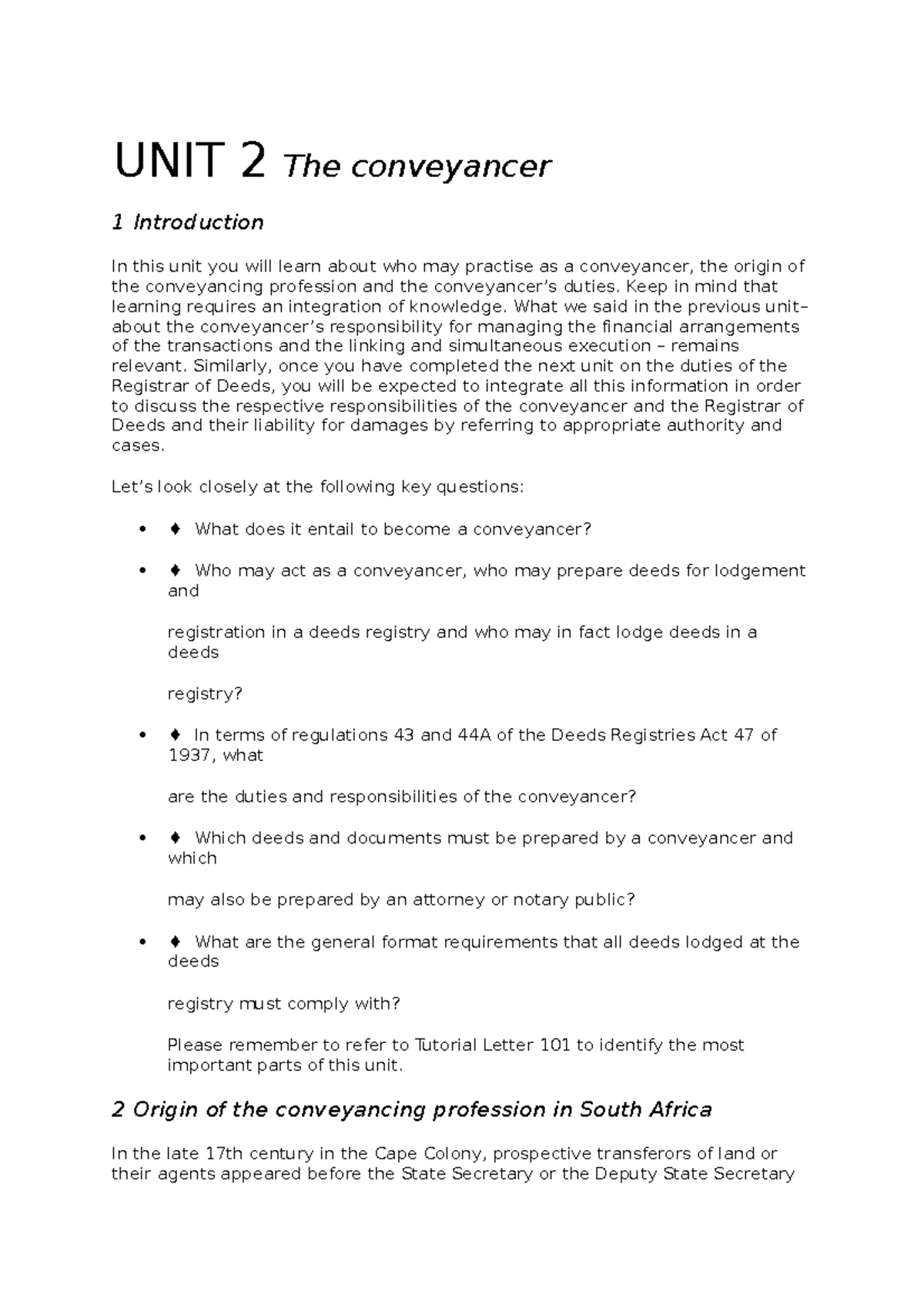2UNIT 2 The conveyancer - 2 UNIT 2 The conveyancer 1 Introduction In this unit you will learn ...