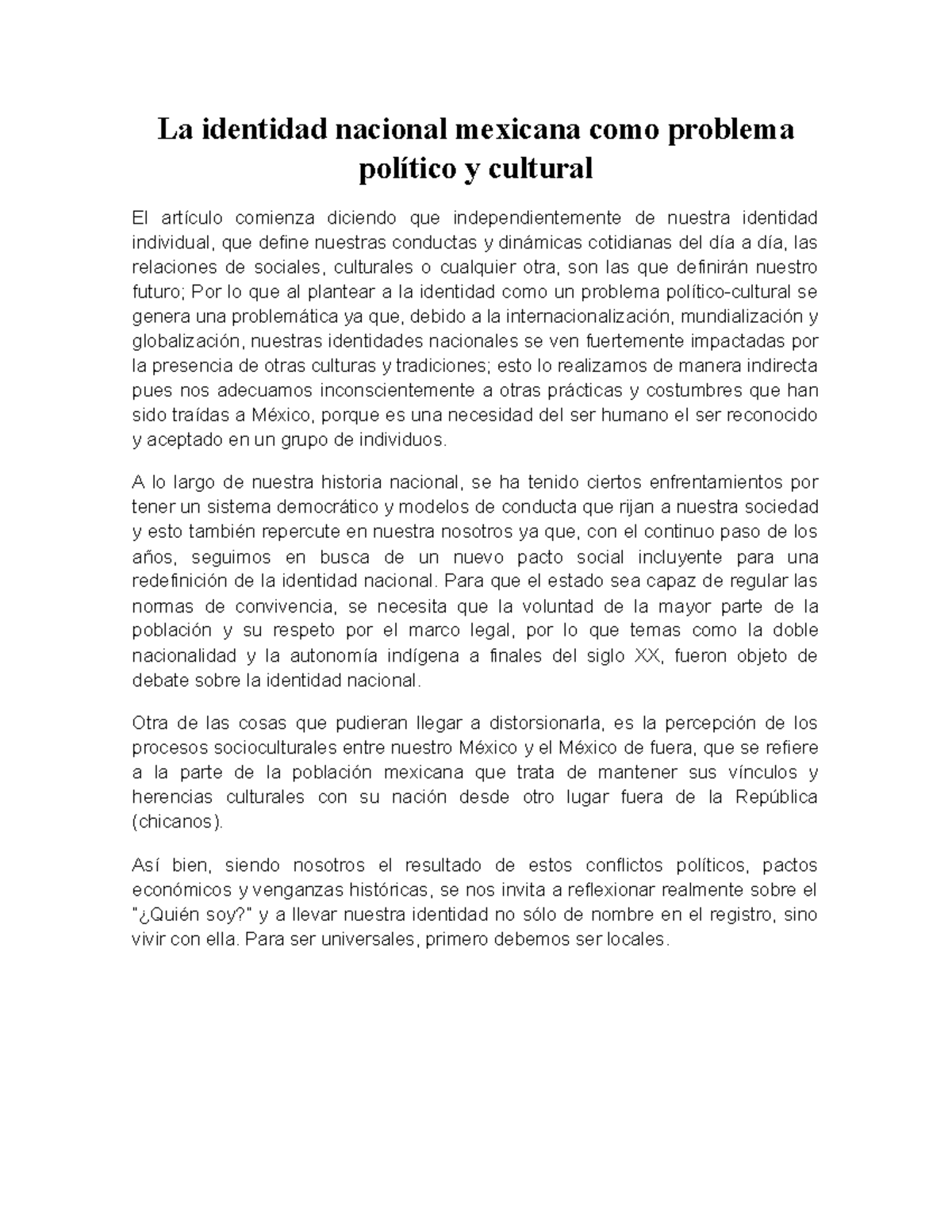 La identidad nacional mexicana como problema político y cultural - La ...