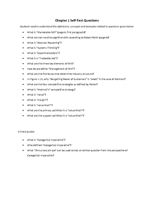 Chapter 11 Self-Test Questions - Chapter 11 Self-Test Questions What ...