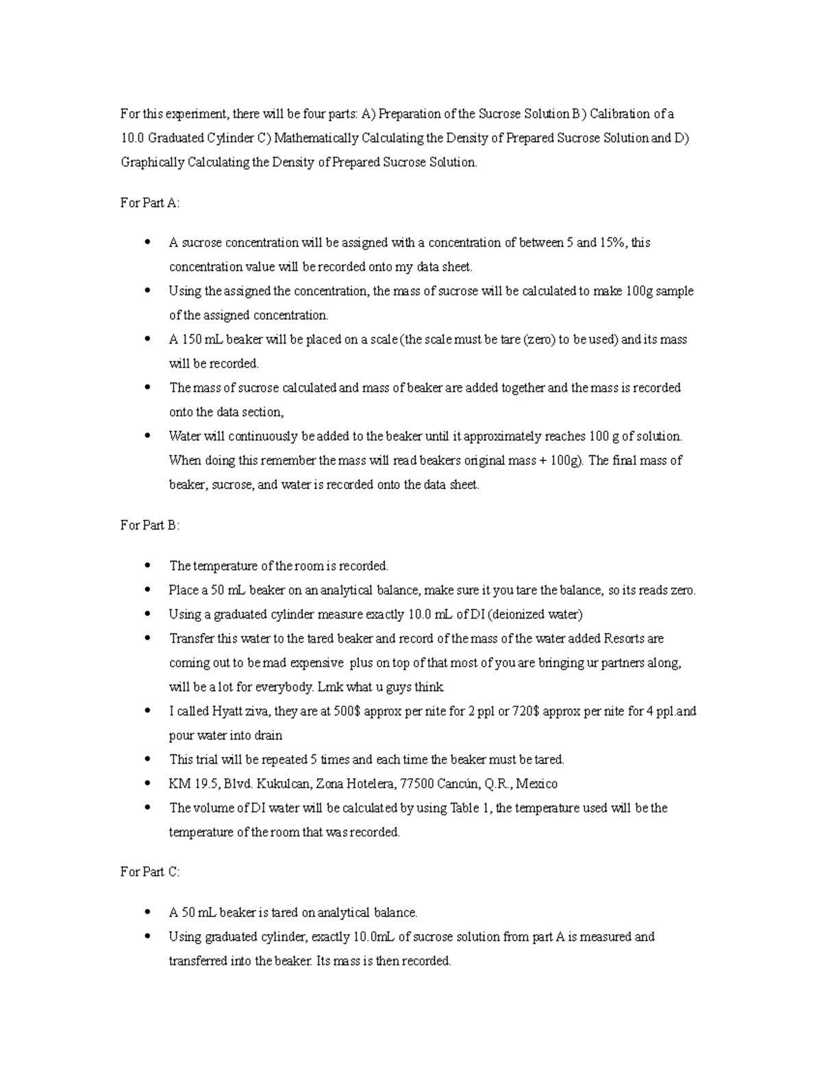 CH 151 Prelab experiment 2 - For this experiment, there will be four ...