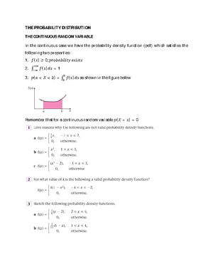 MAS 103 Lecture 8 - Assignment - ####### SOME SPECIAL RANDOM VARIABLES These are random ...