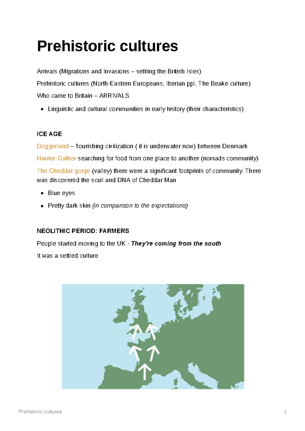 Prehistoric cultures - Deutsch niemiecki - Prehistoric cultures ...