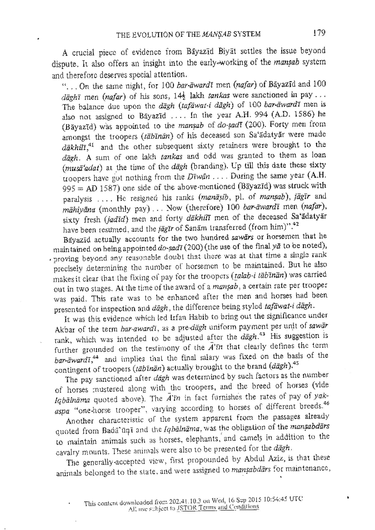 Mansa 4 - Notes - THE EVOLUTION OF THE MANSAB SYSTEM 179 A crucial ...