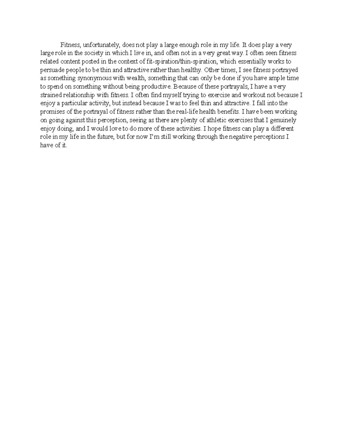 German Reflection Module 4 - Fitness - Fitness, unfortunately, does not ...