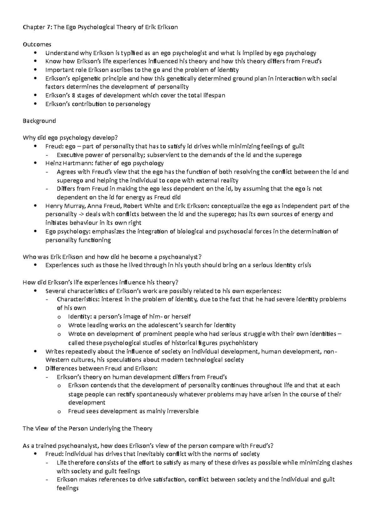 Chapter 7 - The ego psychological theory of Erik Erikson - Chapter 7: The Ego Psychological ...