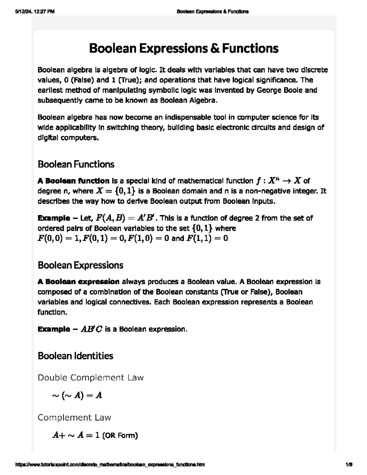 DM Boolean algeb - notes - Maths - Studocu